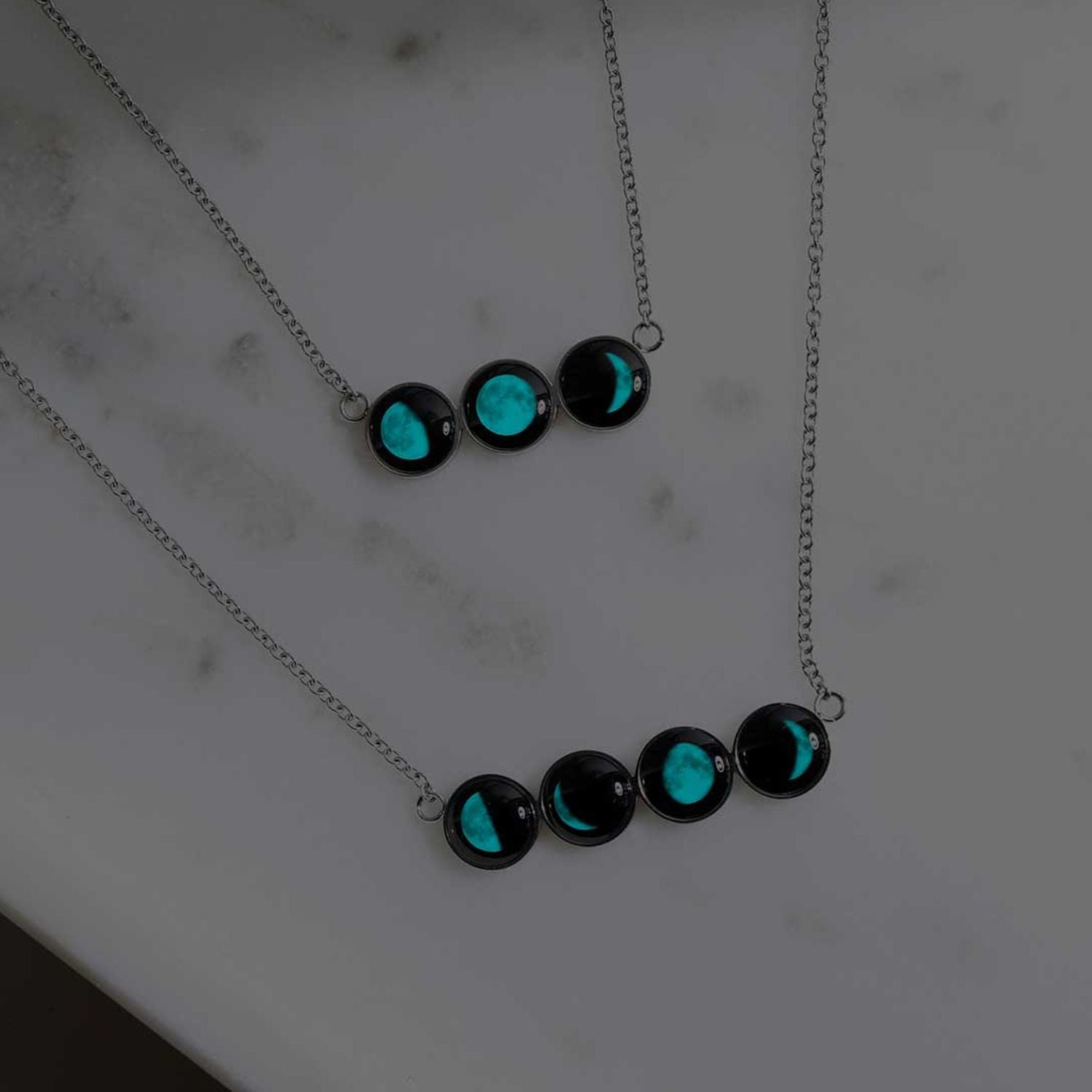 Lunar Horizon Four Moon Necklace in Stainless Steel | Personalized Moon ...